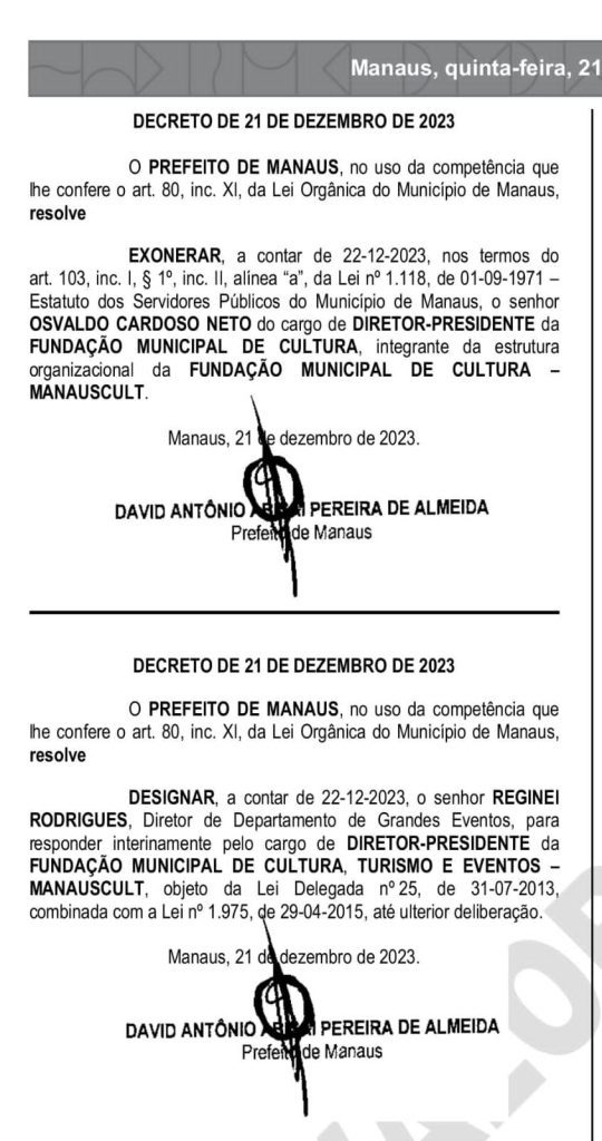 Osvaldo Cardoso deixa Manauscult, Nei Rodrigues é o novo presidente